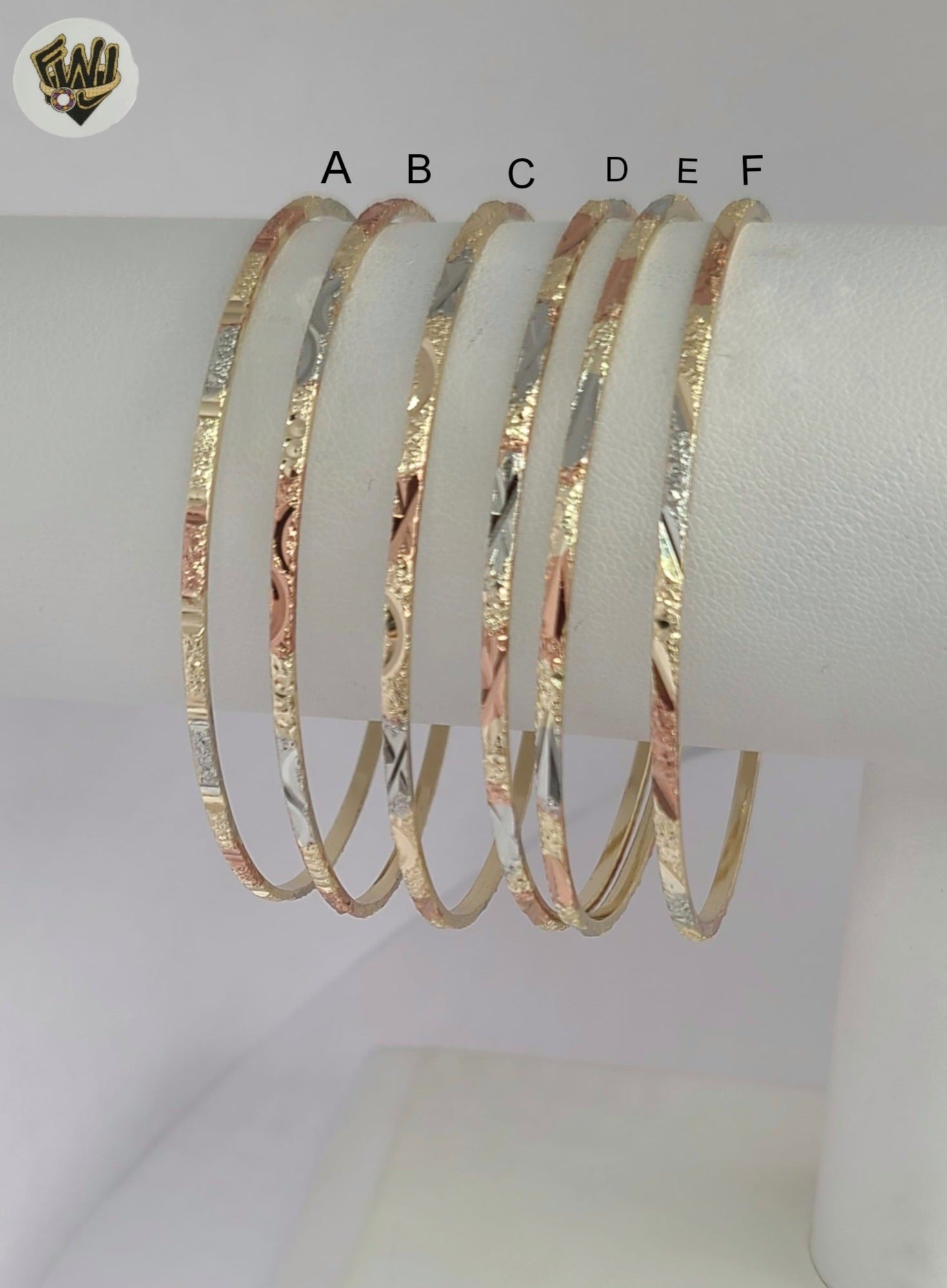 1 4017 Gold Laminate 2mm Three Tone Bangles Dozen BGO F