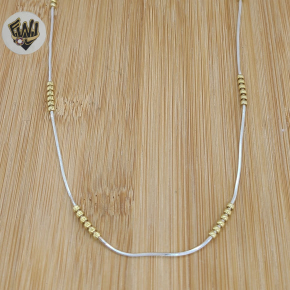 (2-8004) 925 Sterling Silver - Two Tone Ball Chains 16