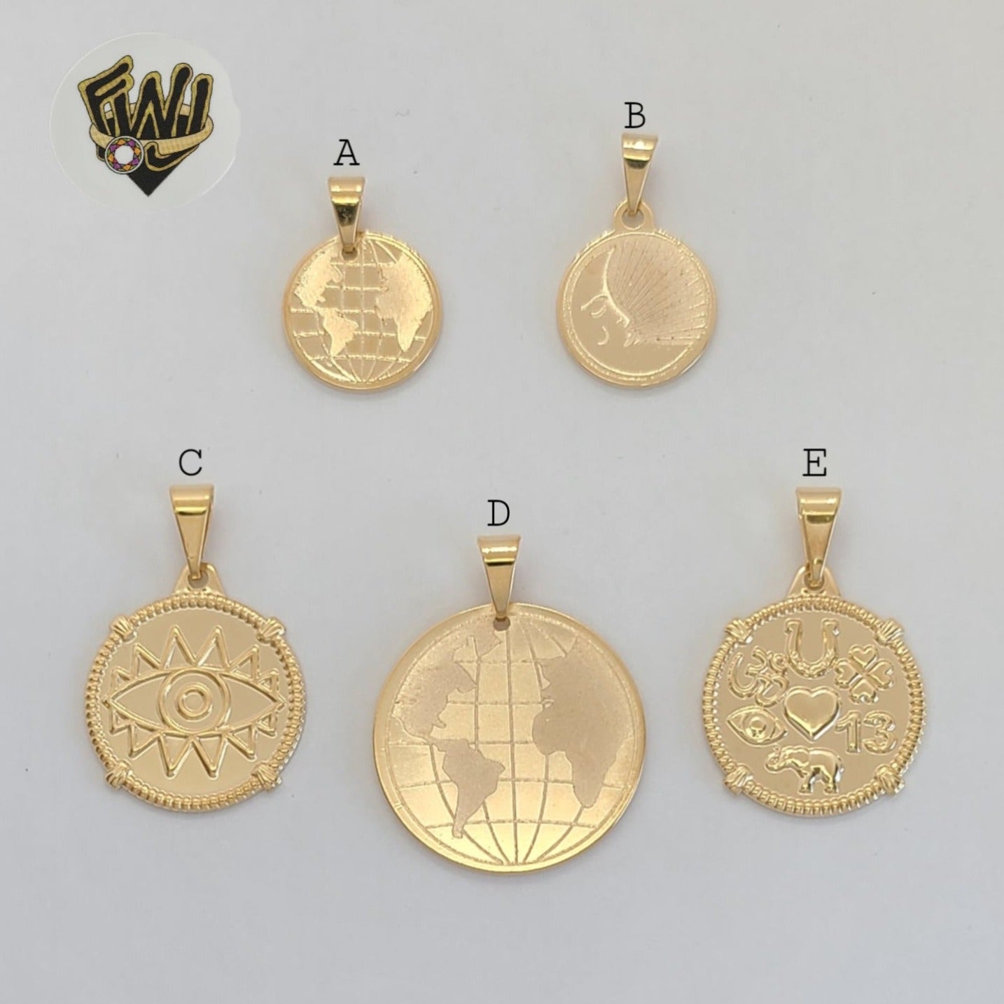 Home › (1-2393) Gold Laminate - Round Pendants - BGF